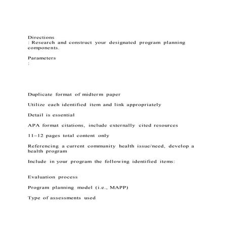 Directions Research and construct your designated program pla | DOCX