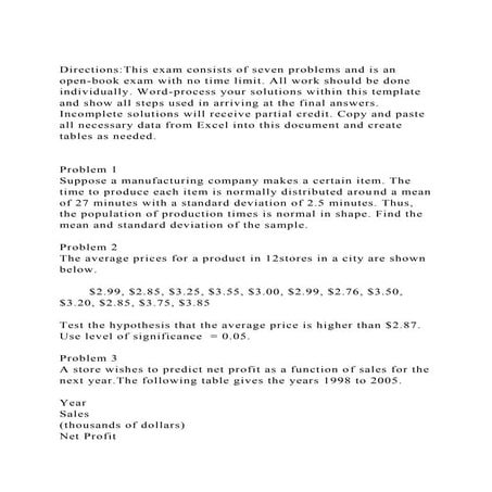 DirectionsThis exam consists of seven problems and is an open-boo.docx