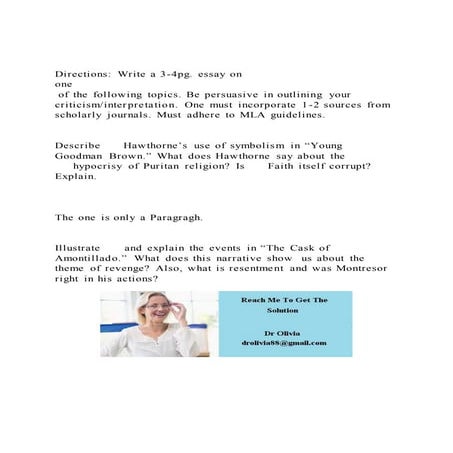 Directions Write a 3-4pg. essay on one of the following top | DOCX