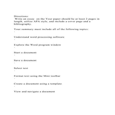 Directions Write an essay on the Your paper should be at least.docx ...