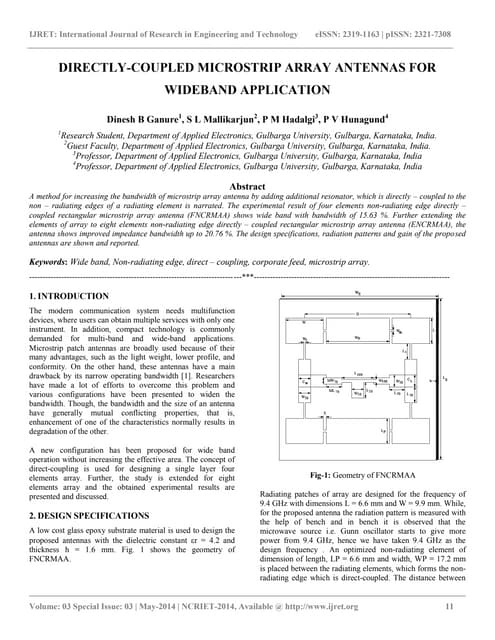 Co axial fed microstrip rectangular patch antenna design for bluetooth application | PDF