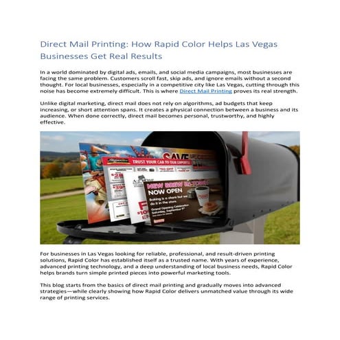 Direct Mail Printing How Rapid Color Helps Las Vegas Businesses Get ...