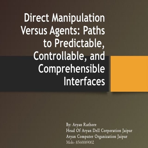 Direct manipulation versus agents predictables | PPT