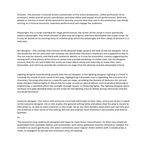 Director and stage production explanation | DOCX