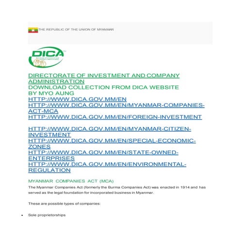 DIRECTORATE OF INVESTMENT AND COMPANY ADMINISTRATION MYANMAR -DOWNLOAD ...