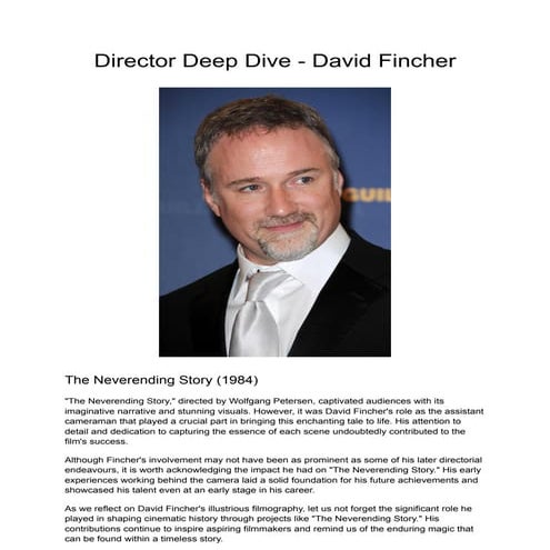 Director Deep Dive - David Fincher | PDF