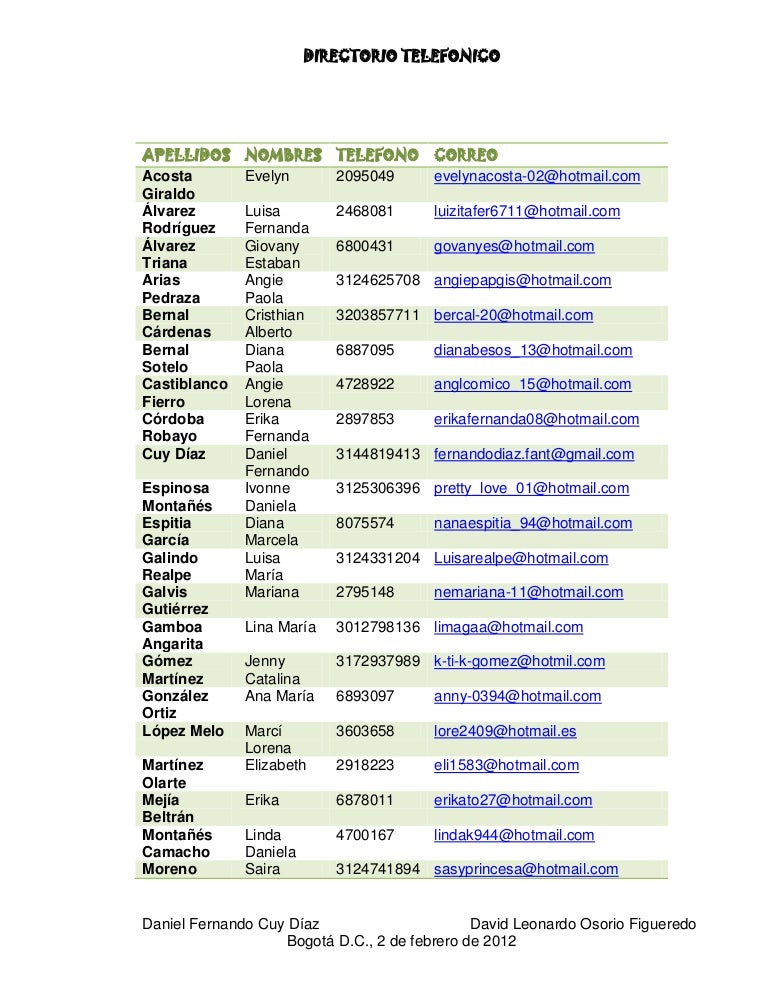 Directorio telefonico