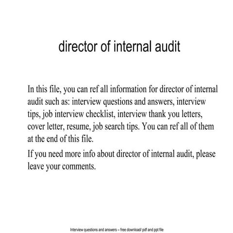 Director of internal audit | PPT