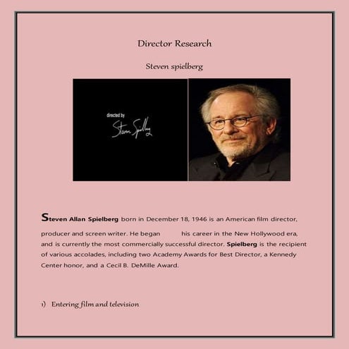 Director research by saffa irfan (media studies project) | DOCX | Movies | Entertainment