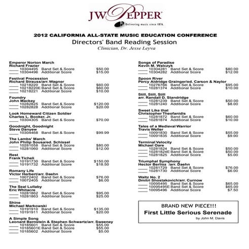 Directors Band Reading Session Handout | PDF