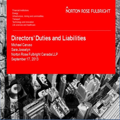 Lunch and Learn - Director's Duties and Liabilities | PDF