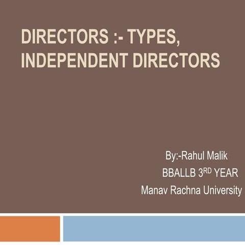 Directors duties, appointment and its type | PPTX
