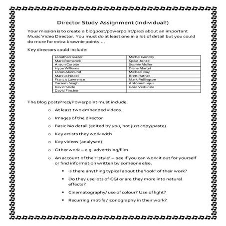 Director Study Assignment | DOCX