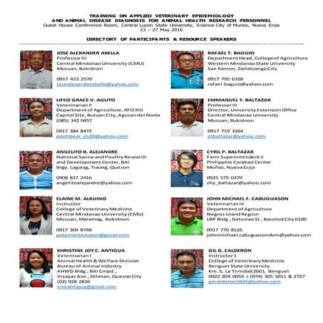 Epidemiology Training Directory | DOCX