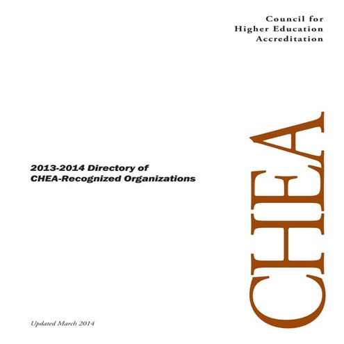 Directory of CHEA Recognized Higher Education Accrediting Organizations ...