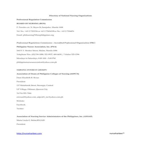 Directory of national nursing organizations | DOCX