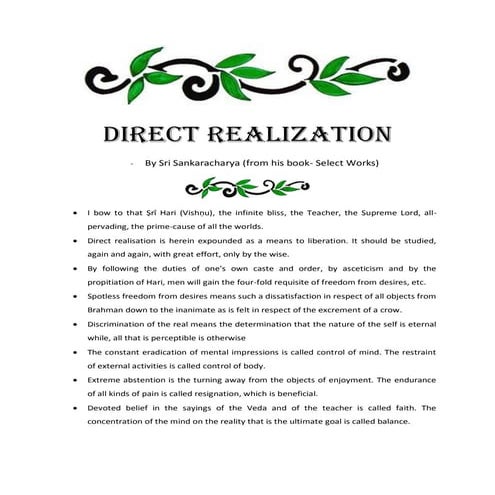 Direct Realization Pdf