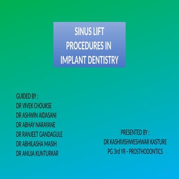 direct sinus lift procedures in implant dentistry | PPTX
