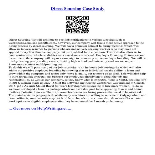 Direct Sourcing Case Study | PDF