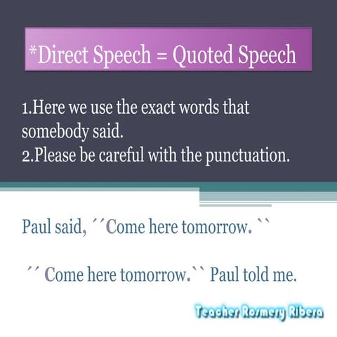 Direct speech quoted speech my class.ppt .ppt cba | PPT