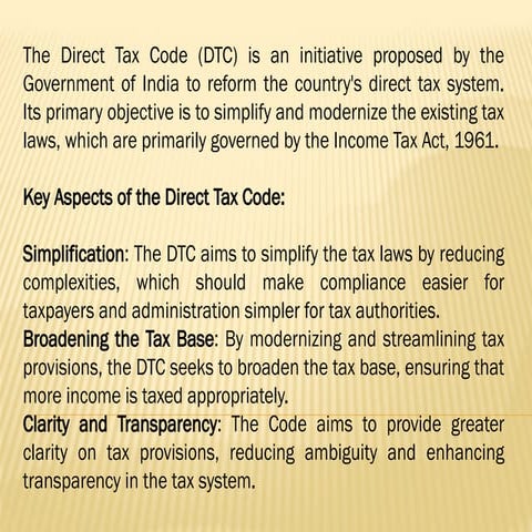 Direct TAx and Corporate tax_tutorial_ppts | PPT