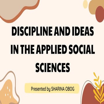 DISCIPLINE AND IDEAS IN APPLIED SOCIAL SCIENCES | PDF