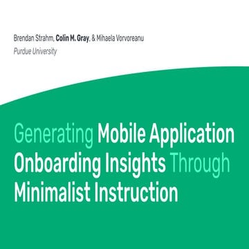 Generating Mobile Application Onboarding Insights Through Minimalist