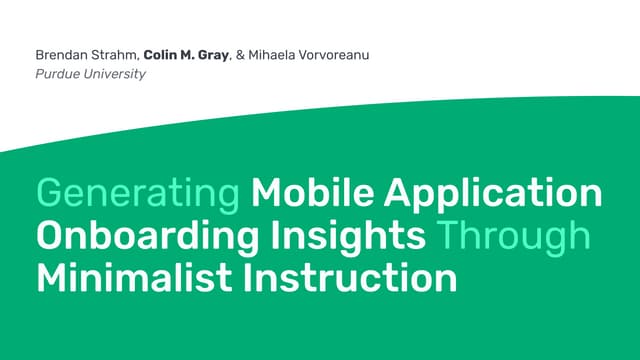 Generating Mobile Application Onboarding Insights Through Minimalist