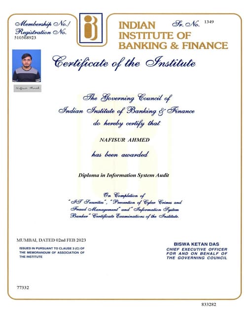 Certified in Cybersecurity from International Information System ...