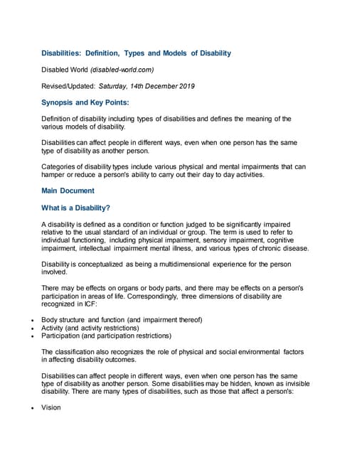 Rights of Persons with Disabilities- Types of 21 Disabilities.pptx