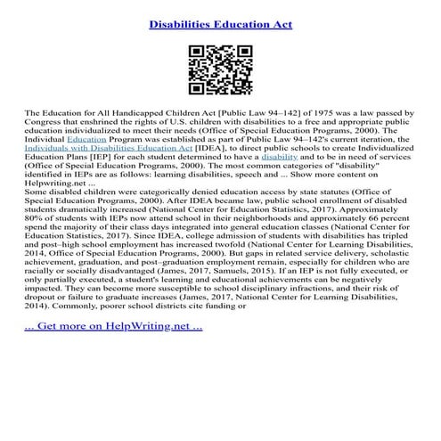 Disabilities Education Act | PDF