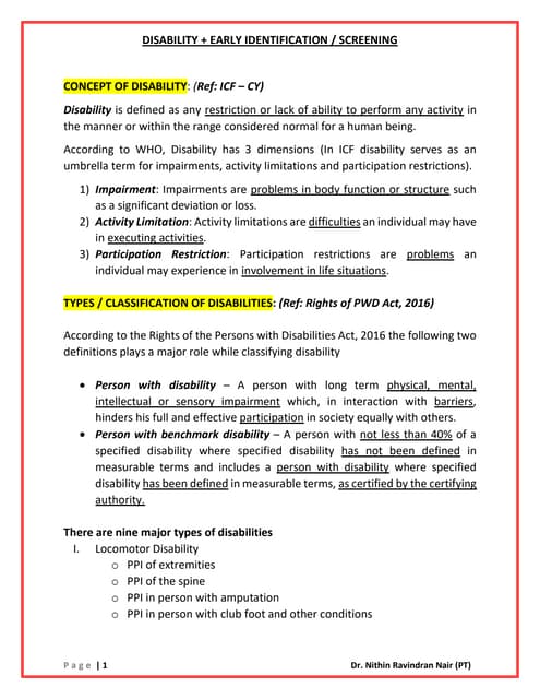 Prevention of disabilities | PPT