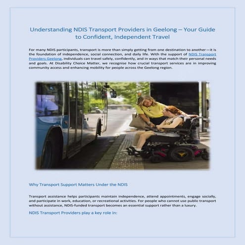 Understanding NDIS Transport Providers in Geelong – Your Guide to ...