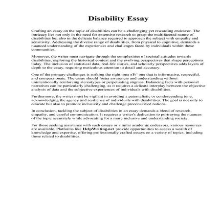 Disability Essay. Manhattanville College | PDF | Special Education ...