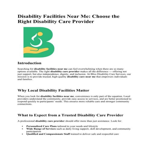 Disability Facilities Near Me: Choosing the Best Disability Care ...