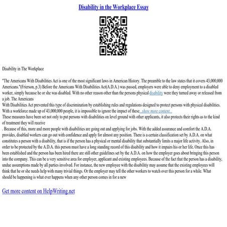 Disability Essay | PDF
