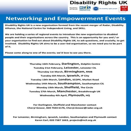 Disability Rights UK networking and empowerment events | PDF