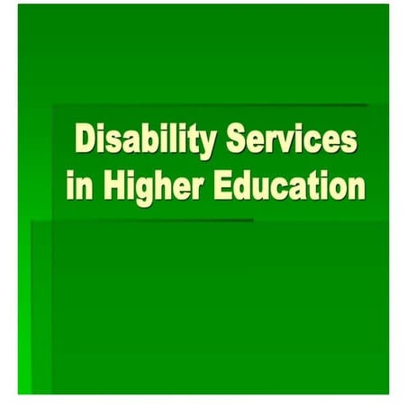 Disability Services In Higher Education | PDF