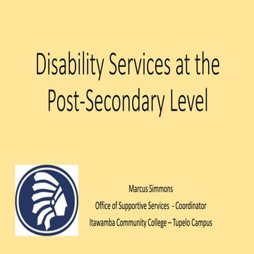 Disability Services - HS to College | PPTX
