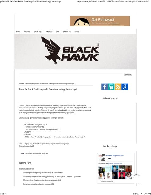 Disable Back Button Pada Browser Using Javascript Pdf