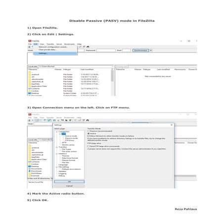 Disable passive (pasv) mode in file zilla | PDF