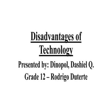 Disadvantages of Technology | PPT | Environment | Science