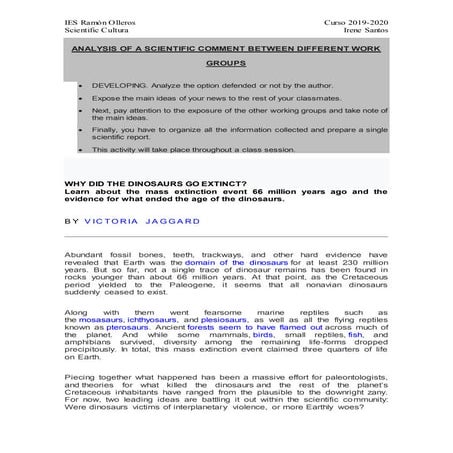 Disappearance of dinosaurs | PDF