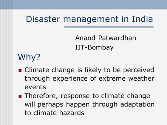 Disaster management in India and its challenges | PPT