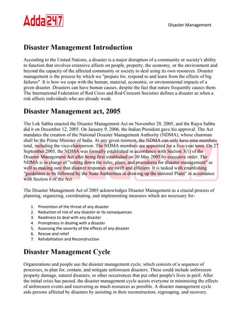 Disaster Management Presentation Case Study | PPT