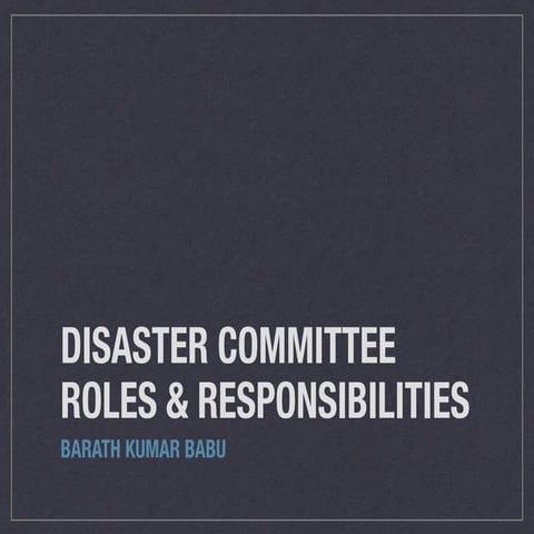 Disaster committee - roles & responsibilites | PDF