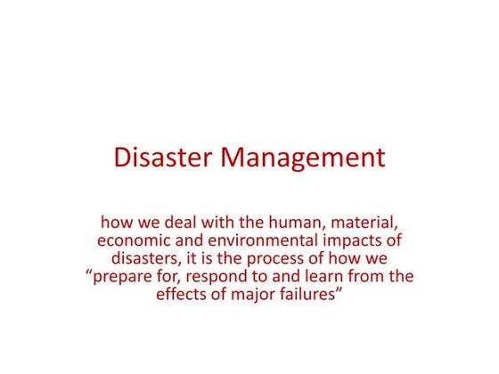 Introduction to disaster management | PPTX | Science