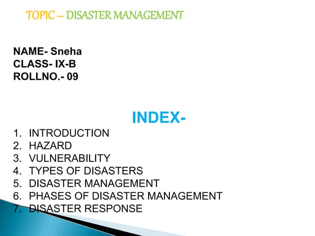 Disaster Mangement For Class IX, CBSE Based | PPTX