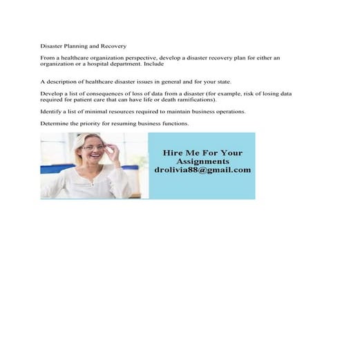 Disaster Planning and RecoveryFrom a healthcare organization perspecti.docx