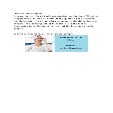 Disaster PreparednessPrepare the text for an audio presentation on.docx ...